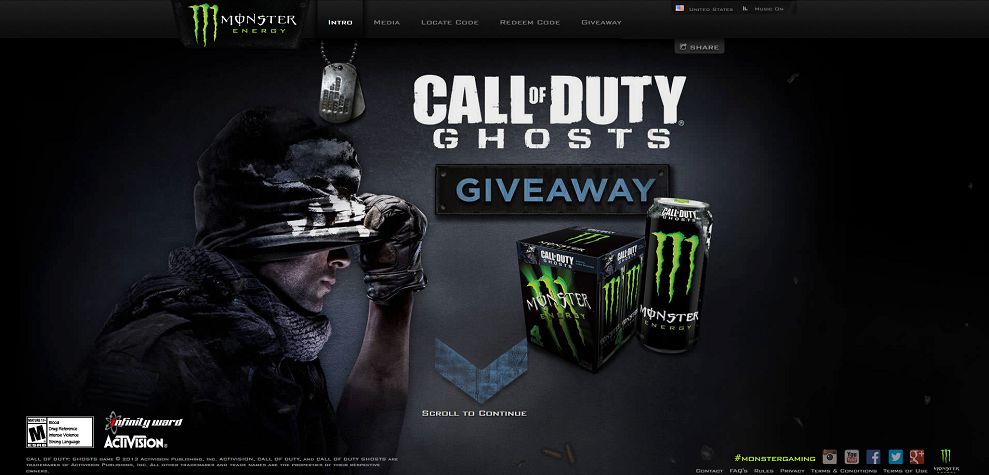 monsterenergy.com/cod – Monster Energy Call of Duty: Ghosts Sweepstakes