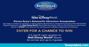 Disney Remy’s Ratatouille Adventure Sweepstakes 2021